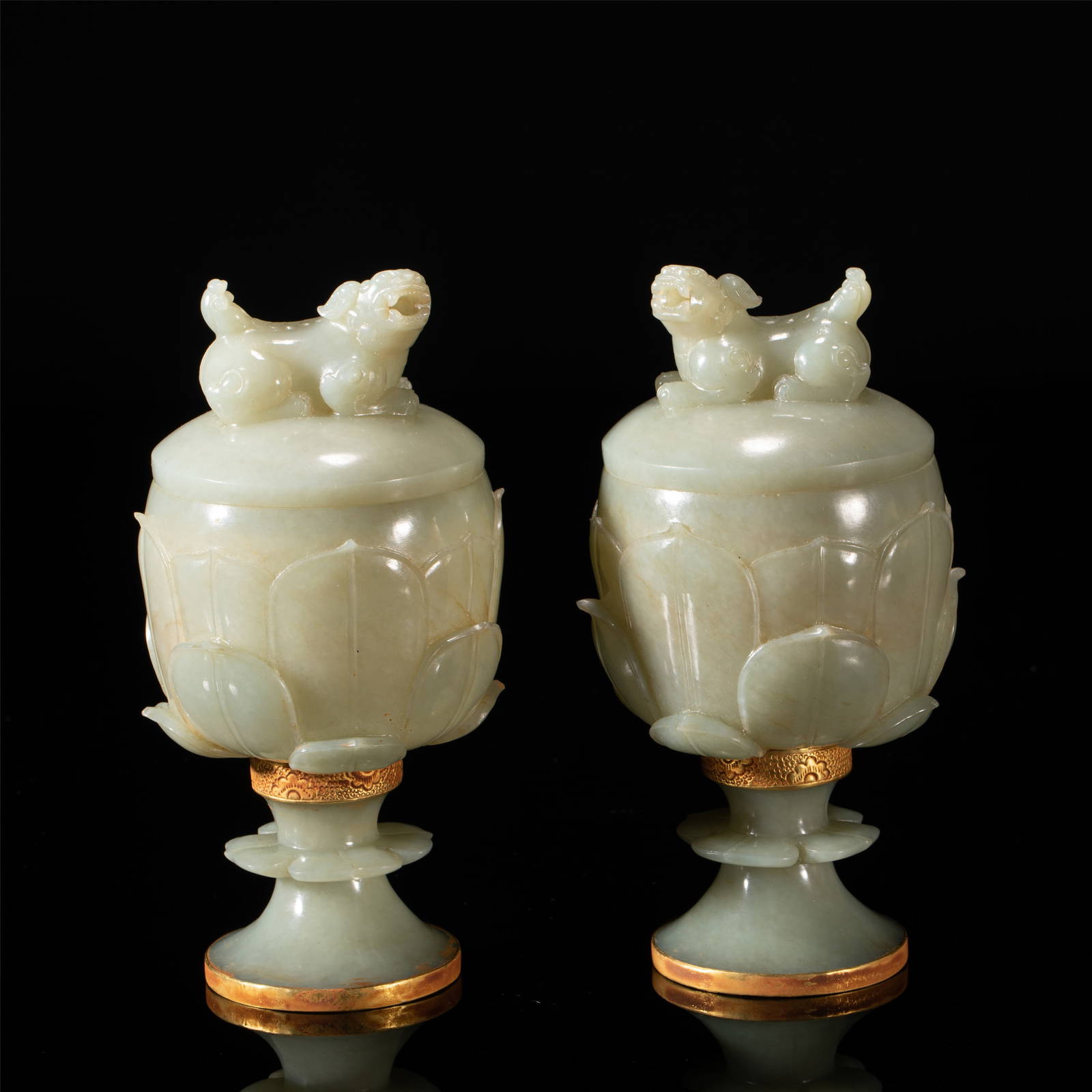 Pair Highly Important Chinese Carved White Jade Jars With Cover Auction