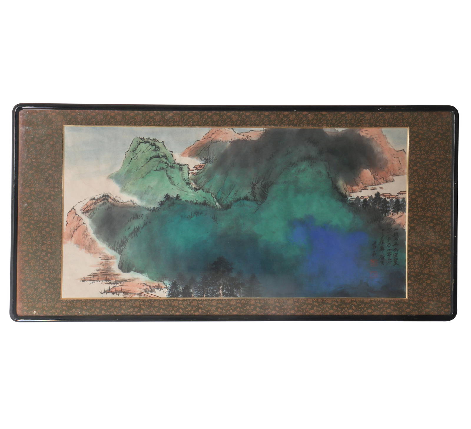 A Chinese Painting Blue And Green Splashed Landscape Signed Zhang ...