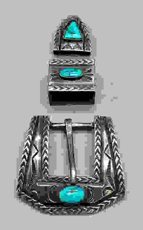 Vintage Turquoise And Sterling Silver Ranger Buckle Set Auction