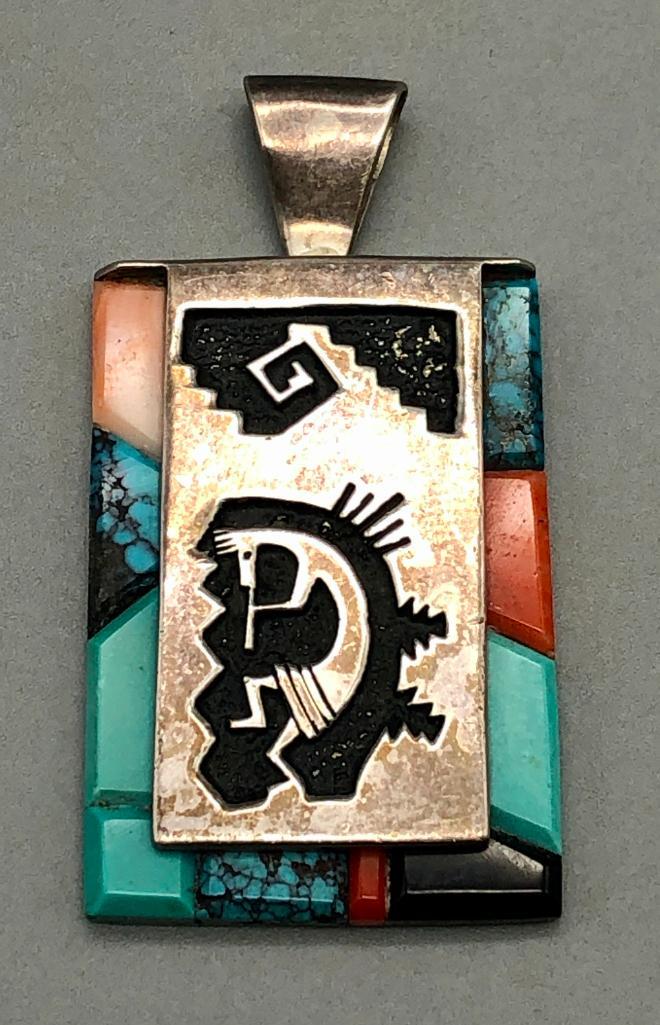 Inlay And Sterling Silver Pendant By Alvin And Lula Begay Auction