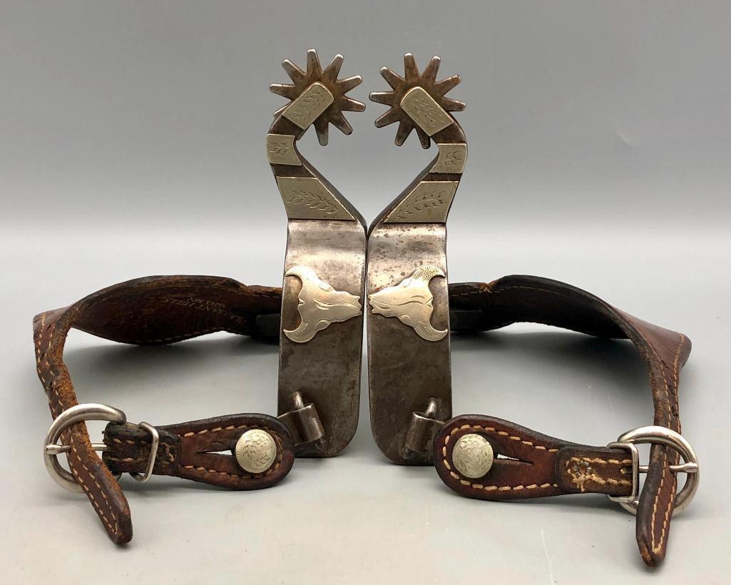 Handmade "cowboy" Spurs With A Buffalo Theme Auction