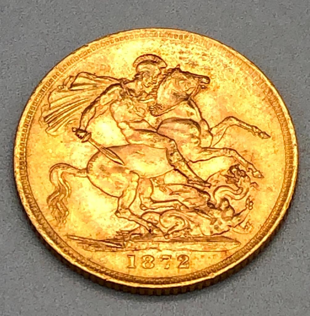 1872 Gold Sovereign Victoria Young Head Coin Auction