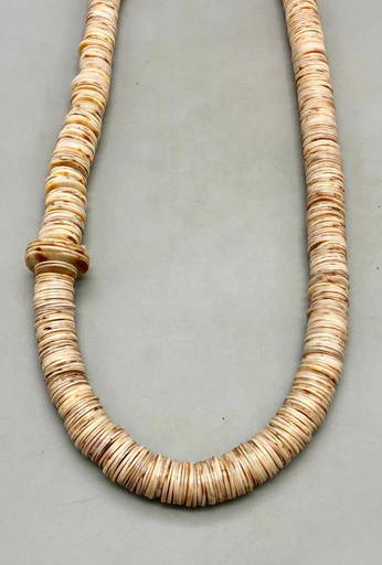 Vintage Large Disc Bead Handmade Shell Necklace