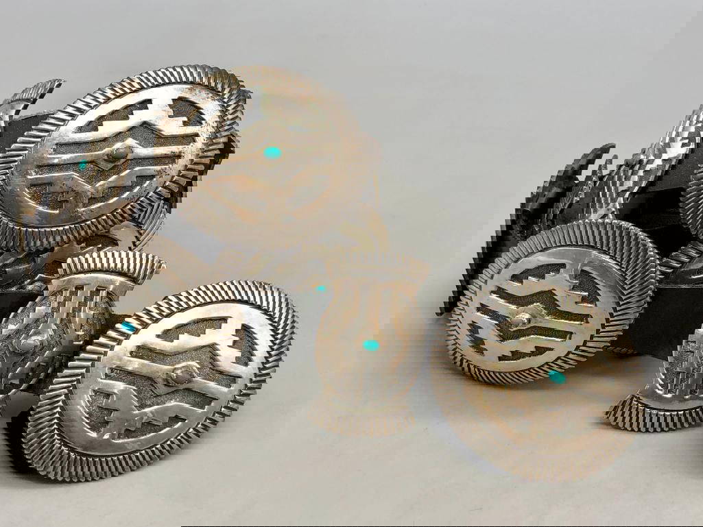 Turquoise And Sterling Silver Concho Belt By Jefferson Brown Auction