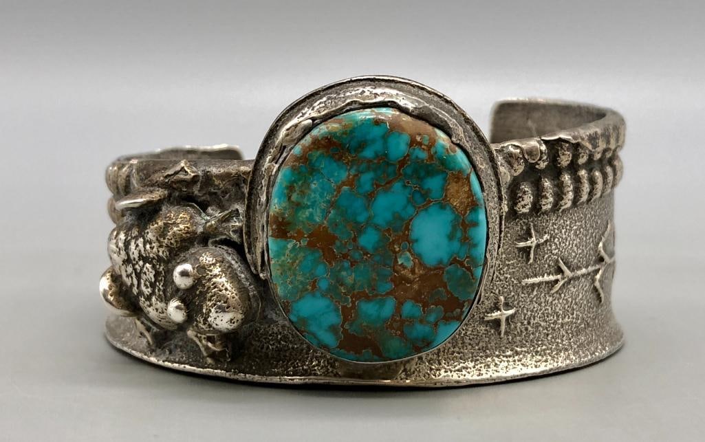 Great Turquoise And Tufa Cast Bracelet By Anthony Lovato Auction