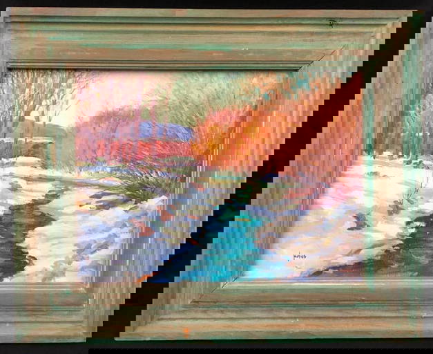 Original Ben Konis Oil Painting Snow Scene In Mescalera