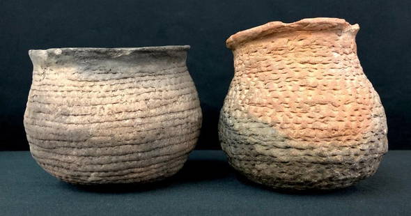 Two Prehistoric Corrugated Pottery Bowls