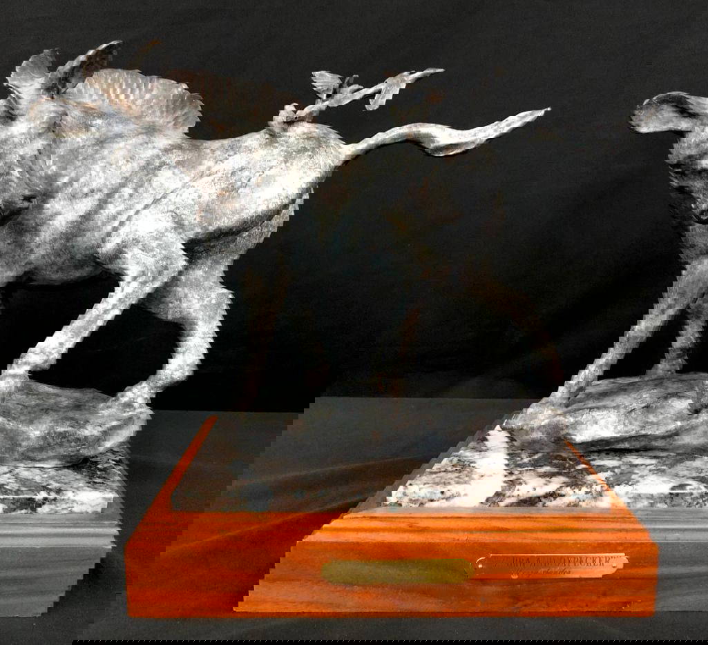 "zebra And Oxpecker" Bronze By Sherry Sander Auction