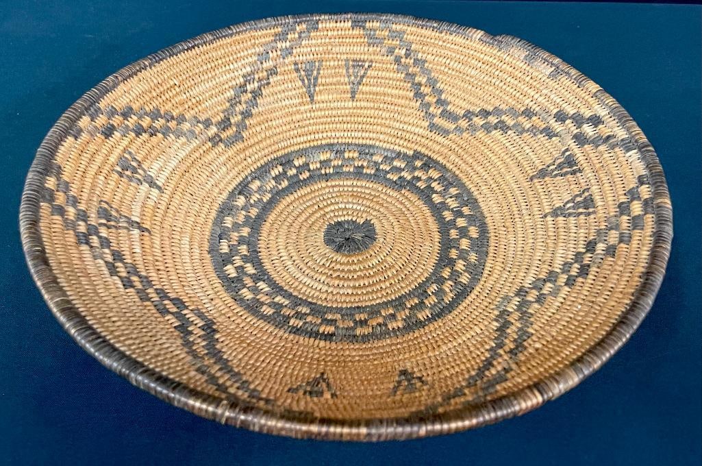 Antique Apache Basket With Sunflower Design Auction