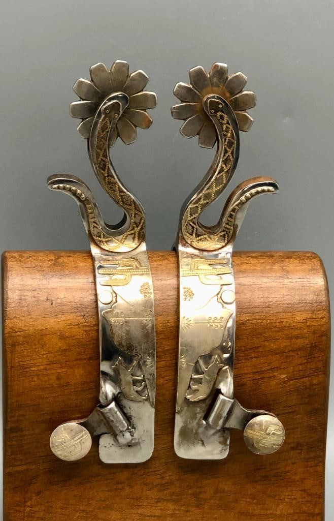 Desert And Snake Themed Spurs By Ken Dunning Auction