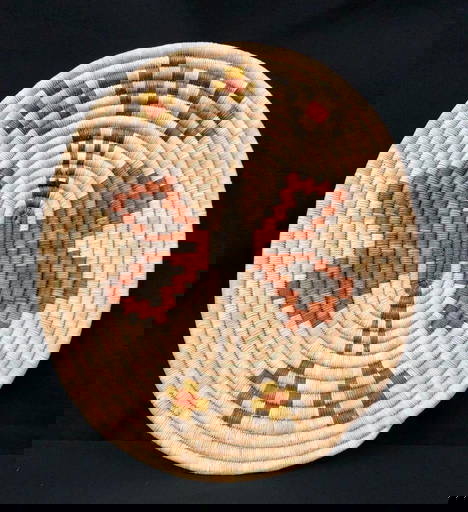 Vintage Hopi Coiled Butterfly Design Basket