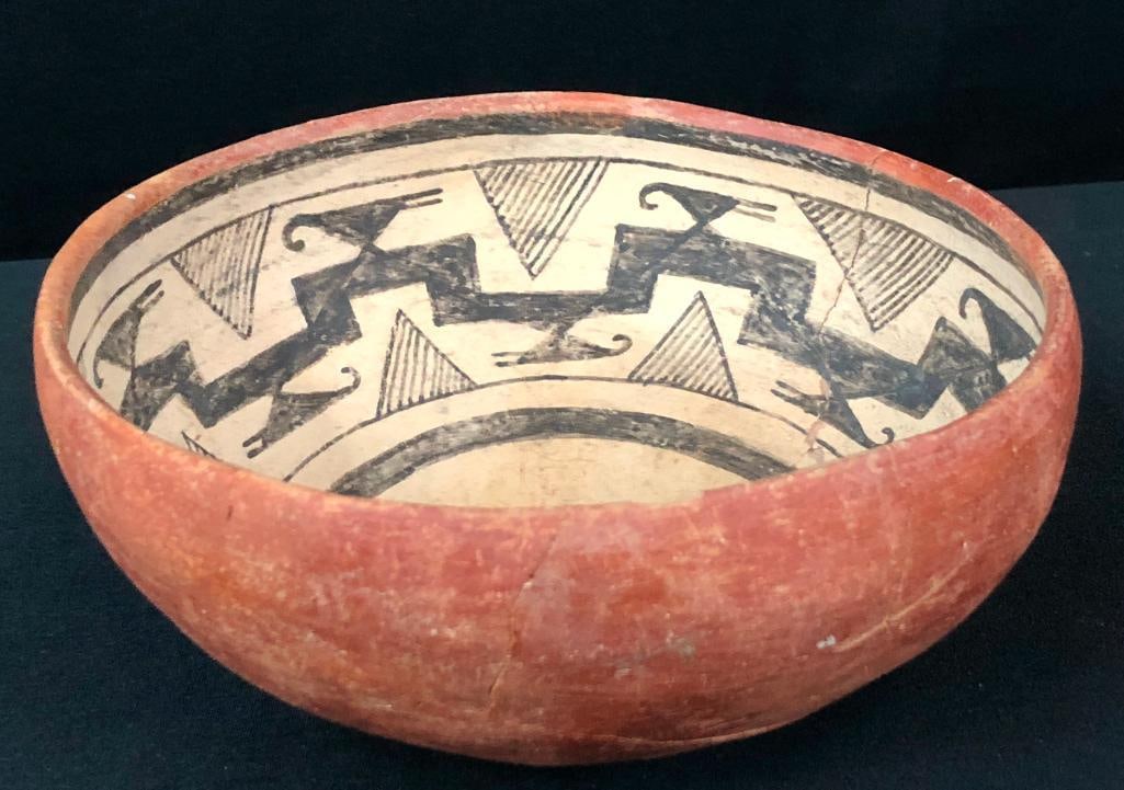 Prehistoric Gila Polychrome Pottery Bowl Auction