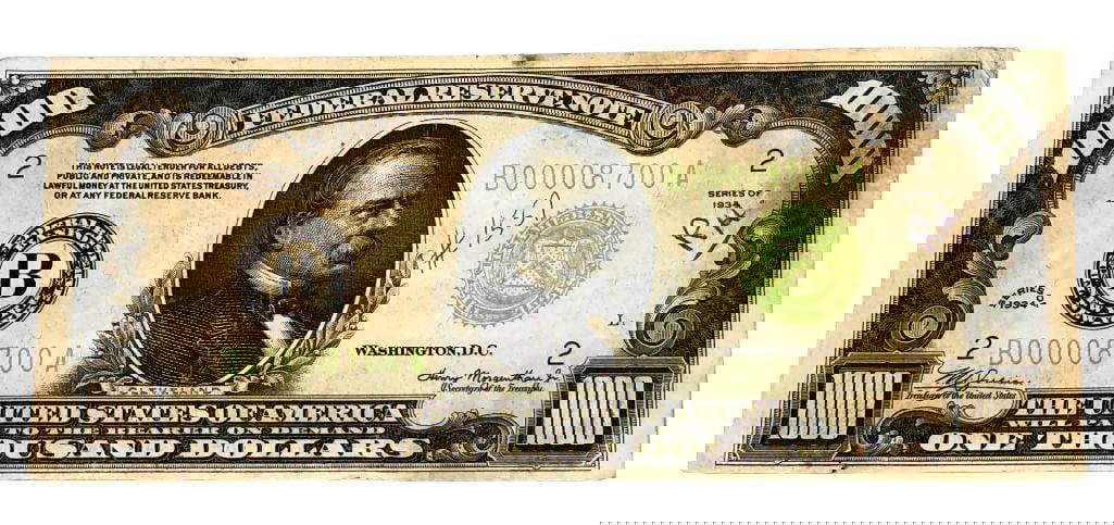 1934 One Thousand Dollar Bill Auction