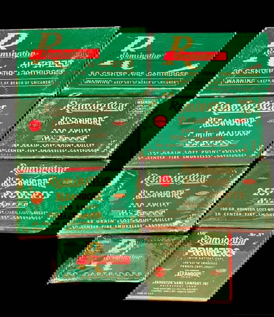 Collectible Lot Of Eight Remington Boxes With Ammo Auction