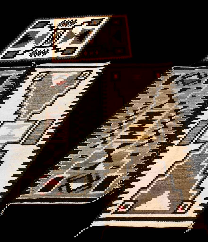 Three Vintage Navajo Storm Pattern Rugs Auction