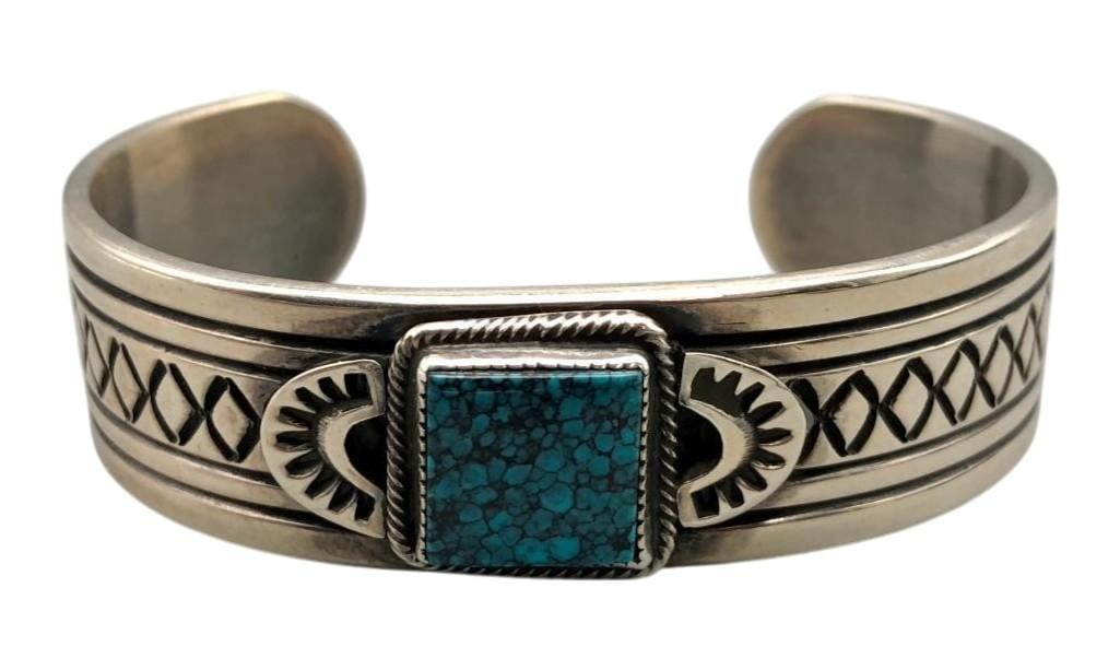 Webbed Turquoise And Sterling Silver Bracelet By Wilson Begay - Jul 09 ...