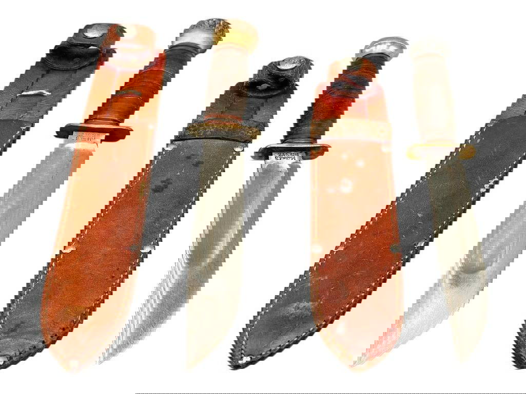 Two Vintage Marbles Hunting Knives With Sheaths Auction