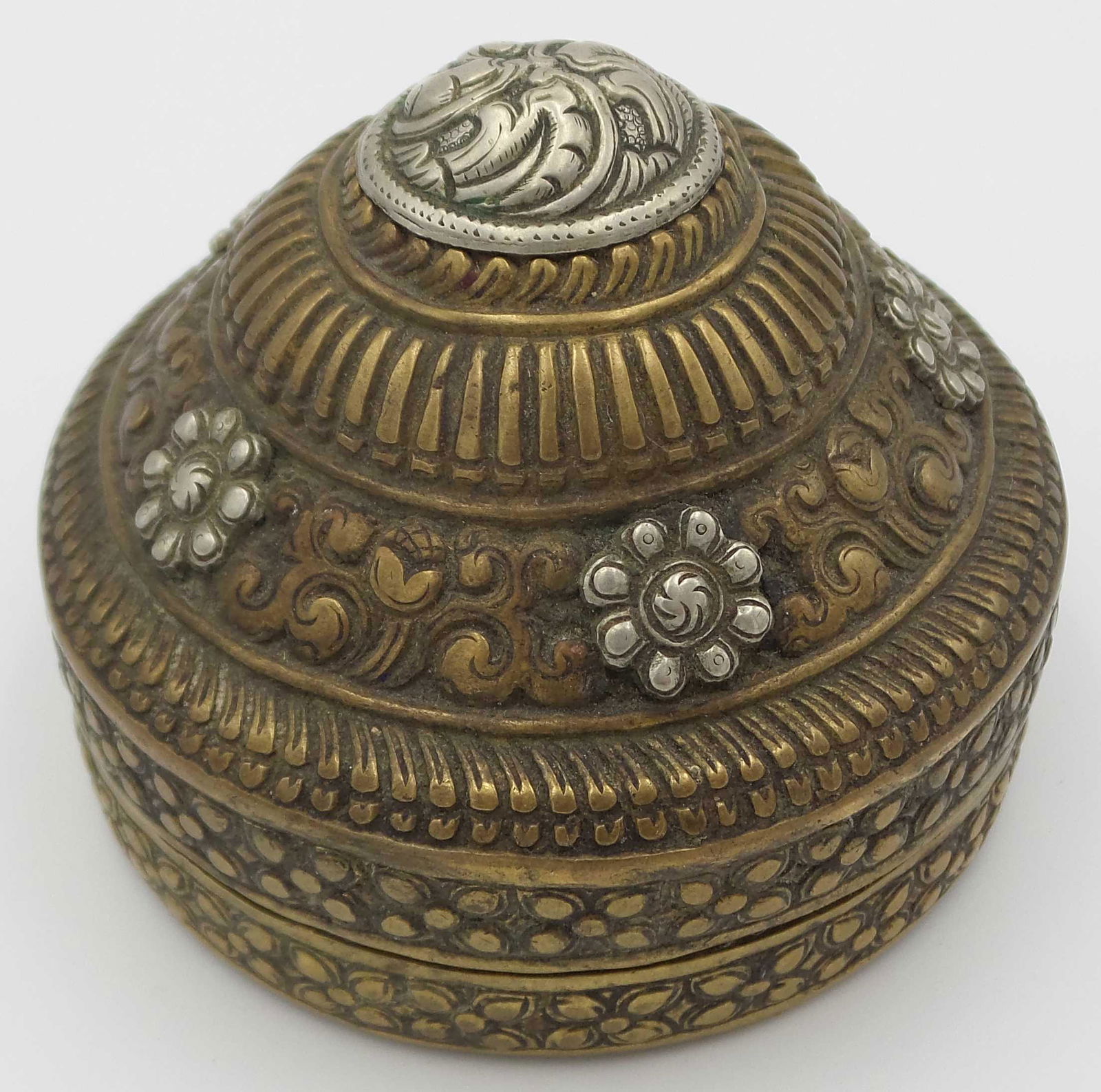 Antique Ornate Tibetan / Asian Brass Container