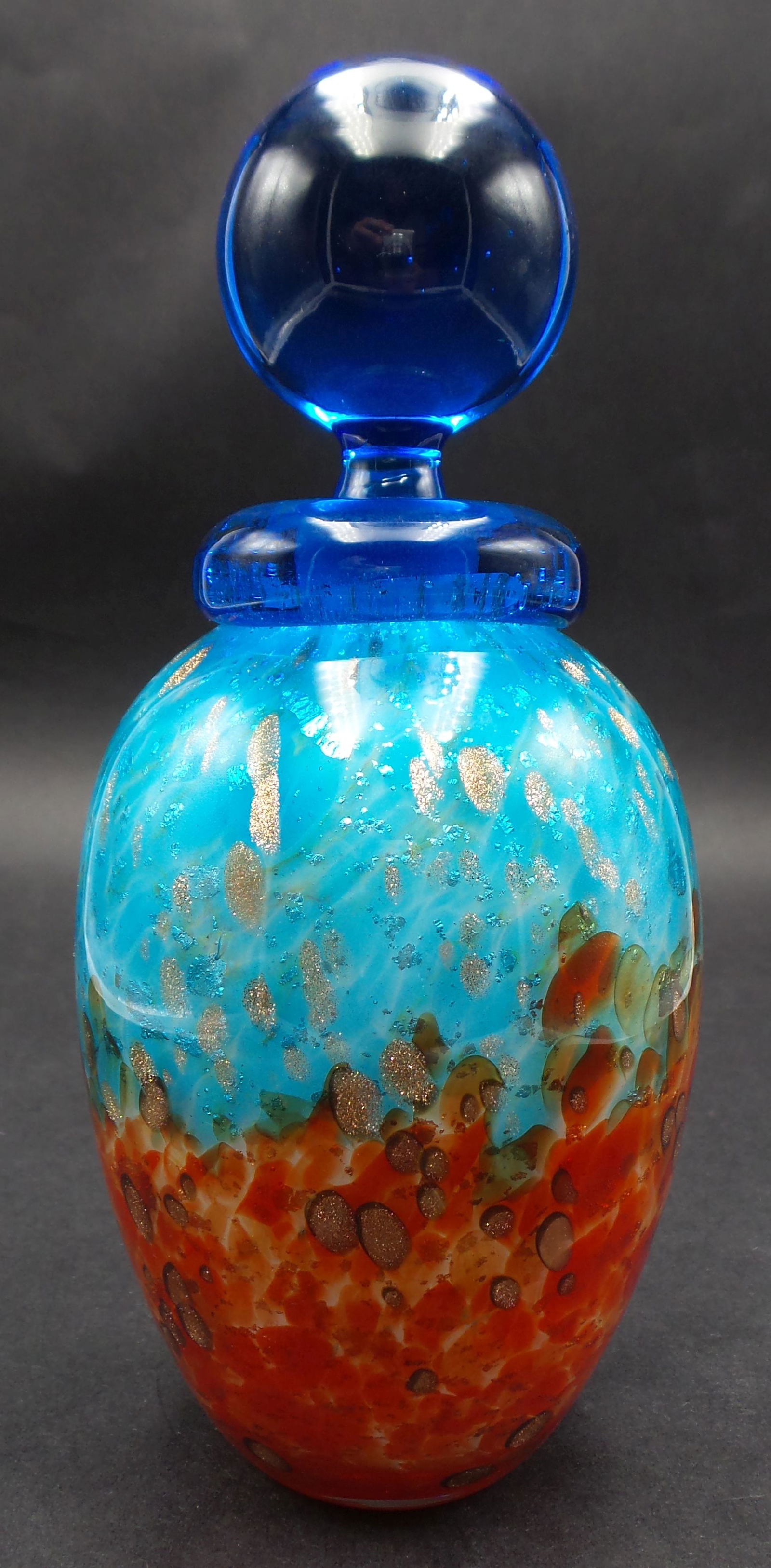 Vintage Franco Moretti Murano Italy Gold Flake Art Glass Perfume Bottle