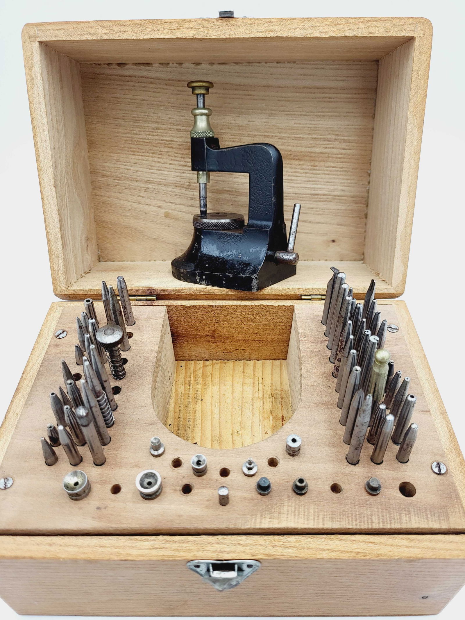 Antique 1900s European Watchmakers Tool Set /w Box Auction