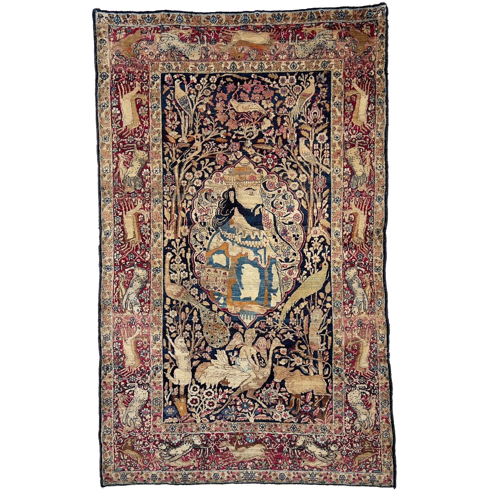 PICTORIAL KERMAN RAVER RUG DEPICTS KHOSROW ANUSHIRVAN KING OF PERSIA ...