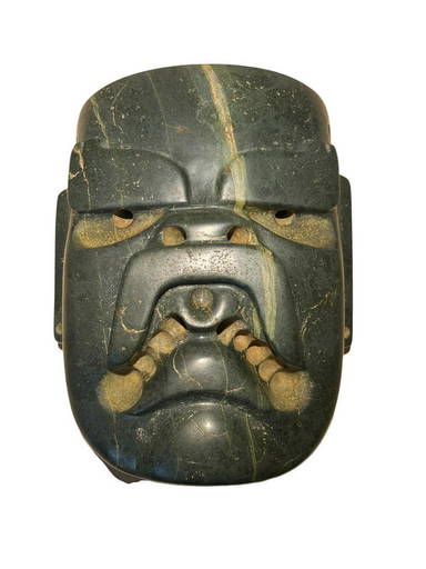 Pre Columbian Green Stone Olmec Mask