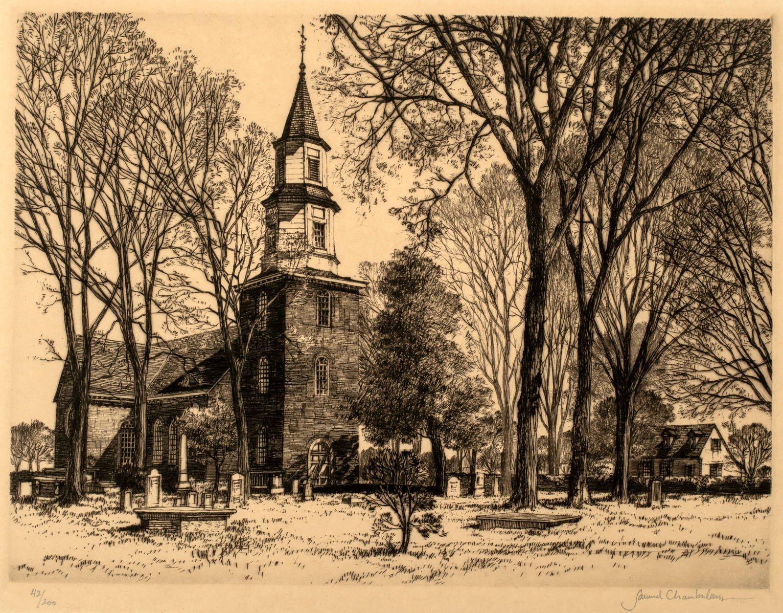 Samuel Chamberlain (1895-1975) Bruton Parish Church, Williamsburg, 1938 ...