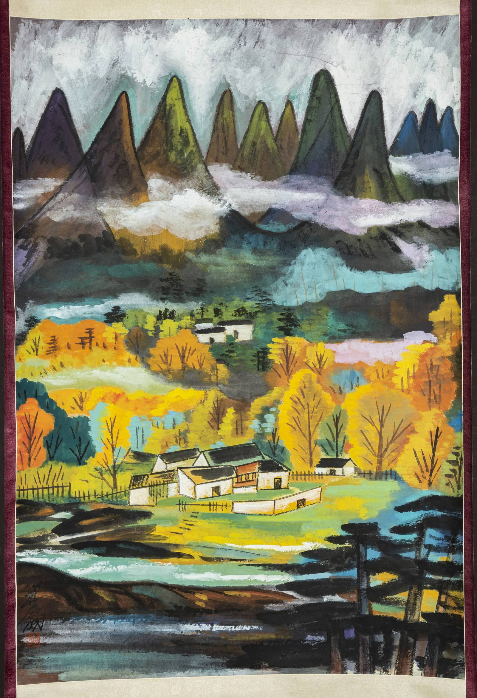 A Landscape Painting By Lin Fengmian.林風眠 Auction