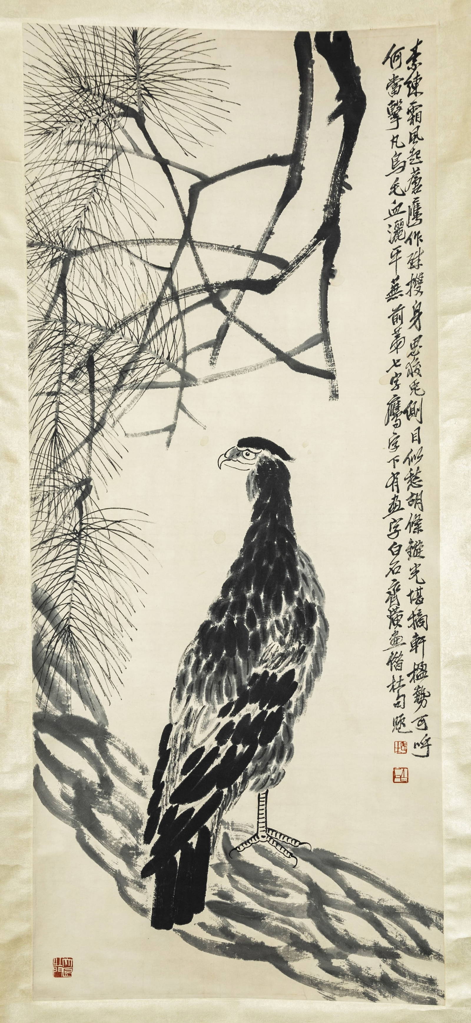 An Eagle Painting On Paper By Qi Baishi.齊白石 Auction