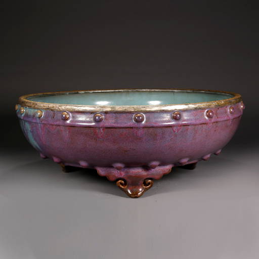 A Jun Kiln Large Three Legged Basin