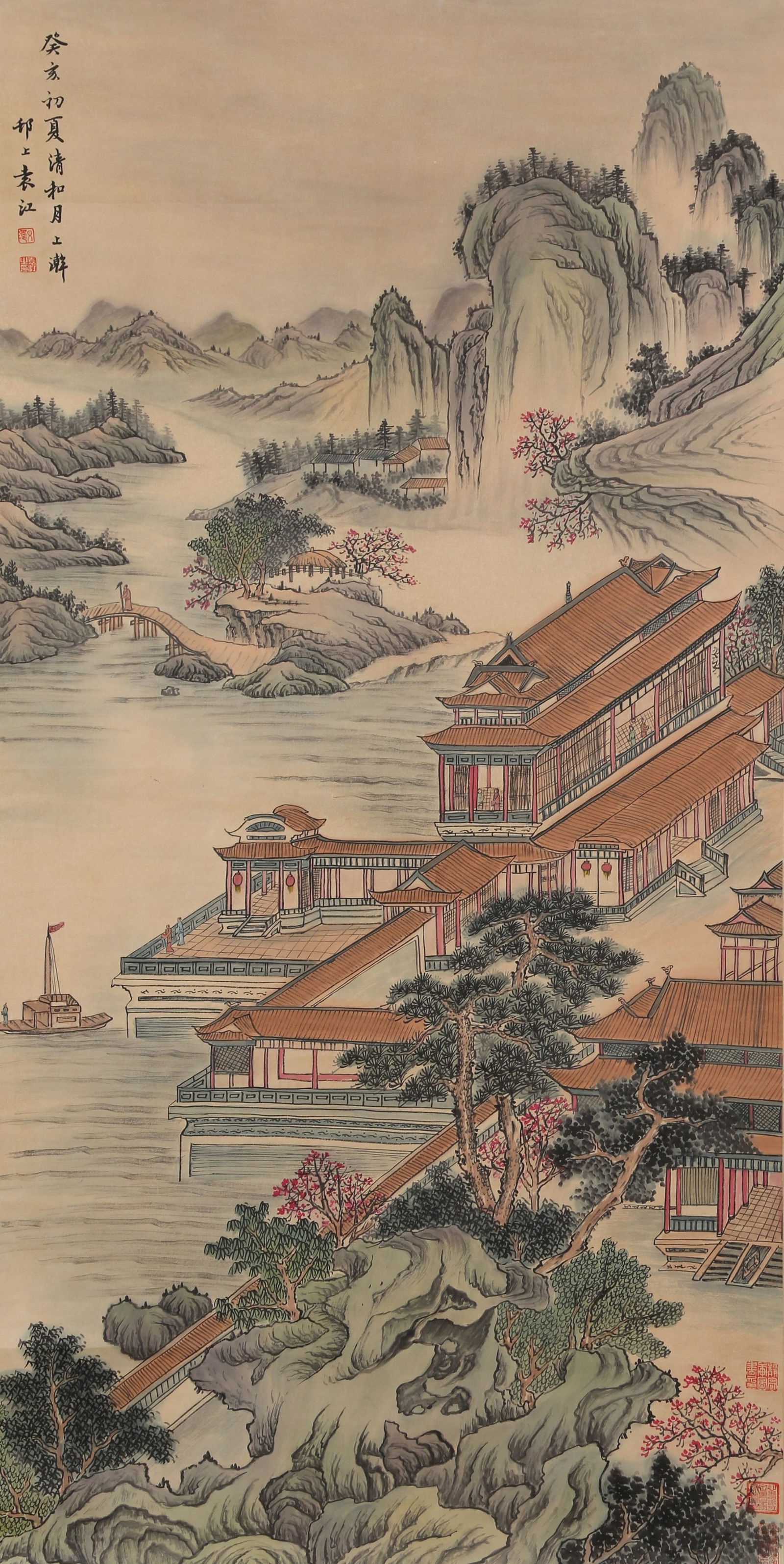 A Landscape And Pavilion Painting On Paper By Yuan Jiang.袁江 Auction