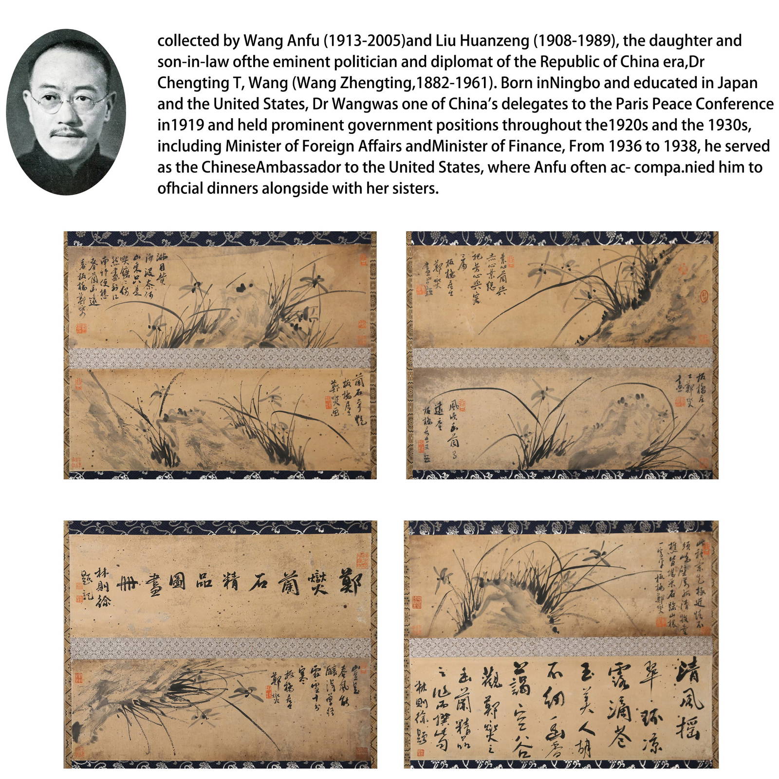 A Orchid Paintings On Paper (4 Pieces) By Zheng Banqiao.郑板桥 Auction