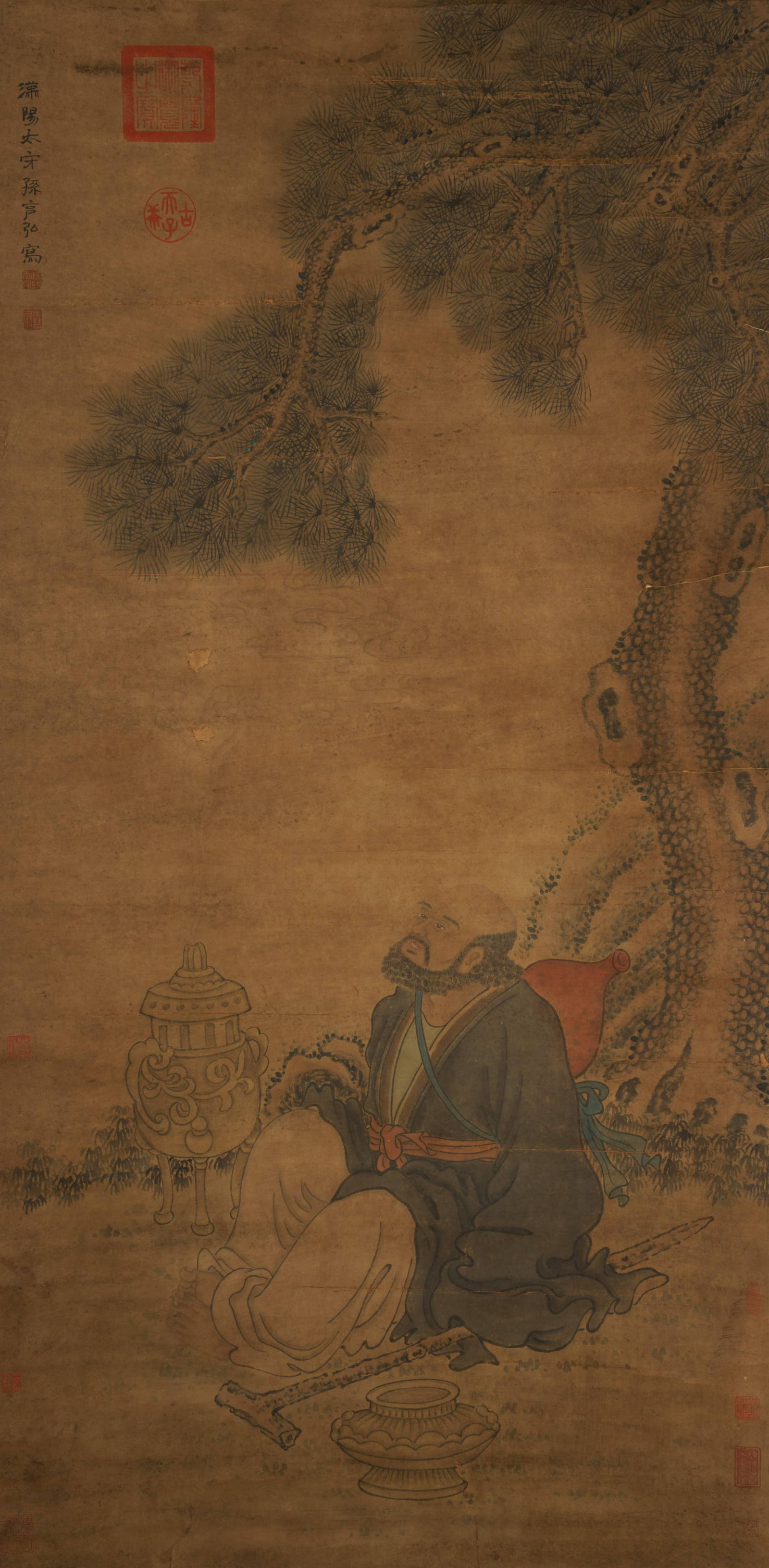 A Arhat Painting On Paper By Sun Kehong.孫克弘 Auction