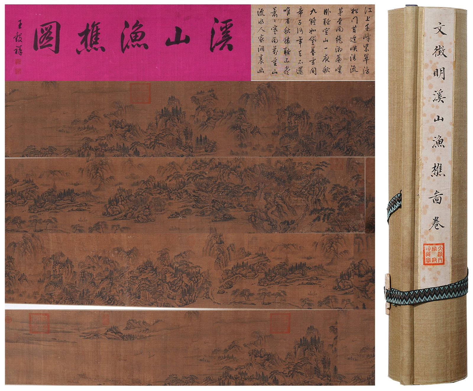 A Handscroll Painting On Silk Of "fishermen And Woodcutters In A ...
