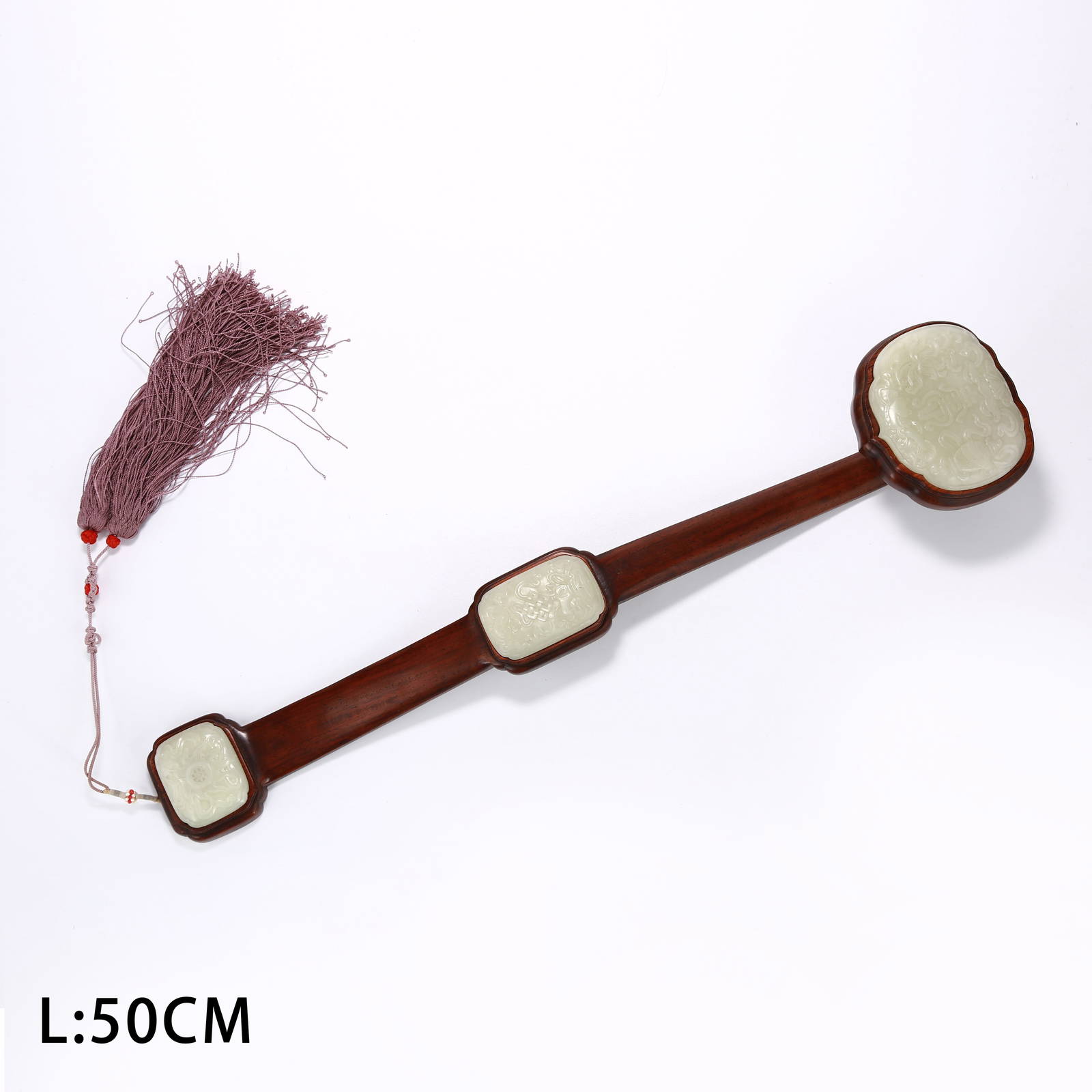 A Huanghuali Ruyi Scepter Inlaid With Jade Carvings Of The Eight ...