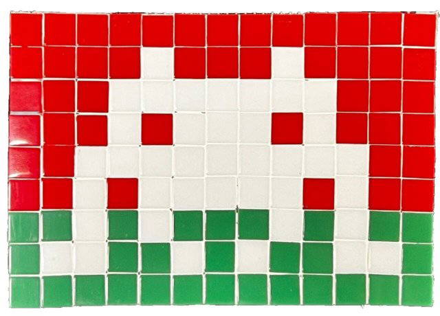 Invader Mosaic, 13 X 9 Cm Rome 2010 Invasion Certificate Framed