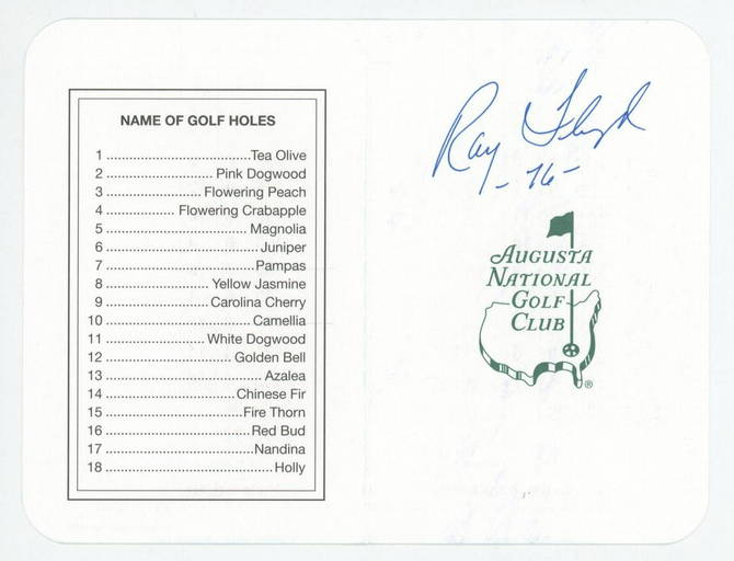 Ray Floyd Masters Champ Autographed Augusta National Golf Club Scorecard