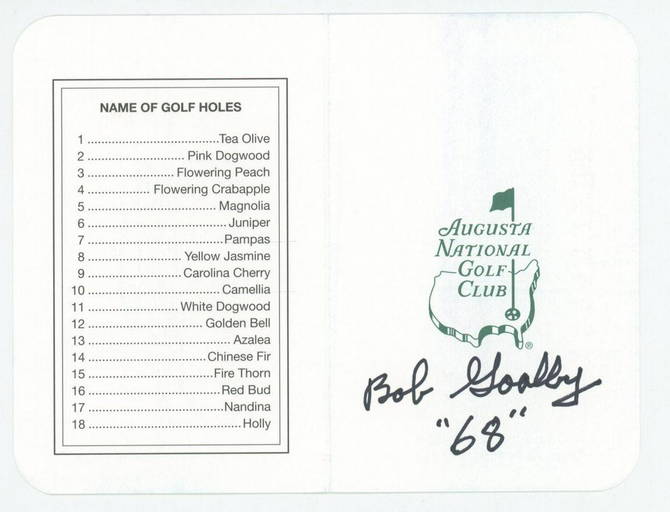 Bob Goalby - Masters Champ - Autographed Augusta National Golf Club ...