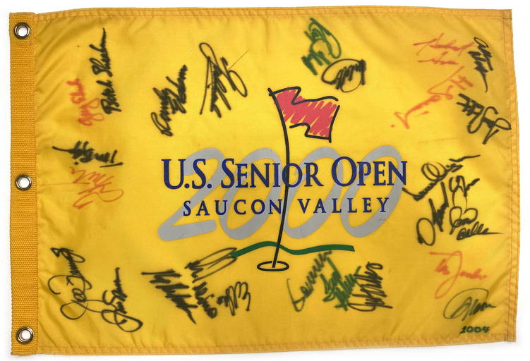 2000 U.S. Senior Open Flag Autographed by 25 Golf Greats Including Jack ...