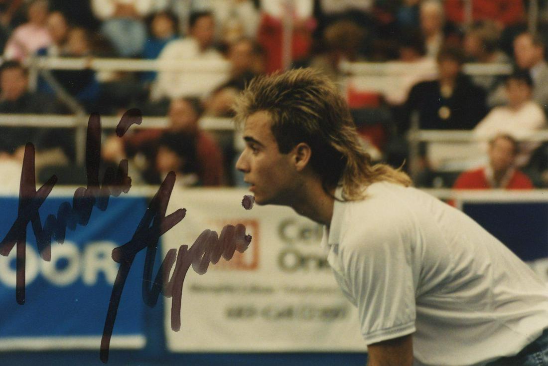 Andre Agassi Tennis Hall Of Fame Autographed 4 X 6" Early Career Match ...