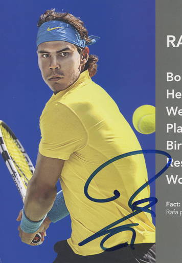 Rafael Nadal Autographed 8 x 11" Card Stock Photograph (#0150) on Jan ...