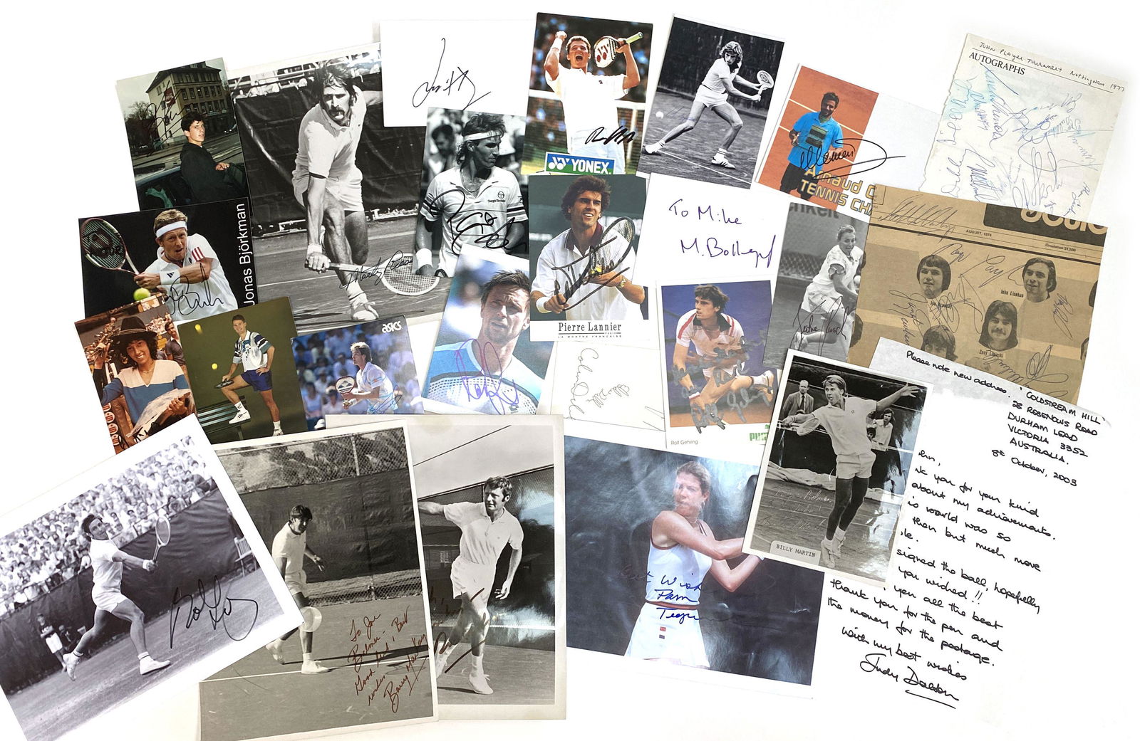 Tennis Autograph Collection Featuring 25 Autographed Items (#0201) on ...
