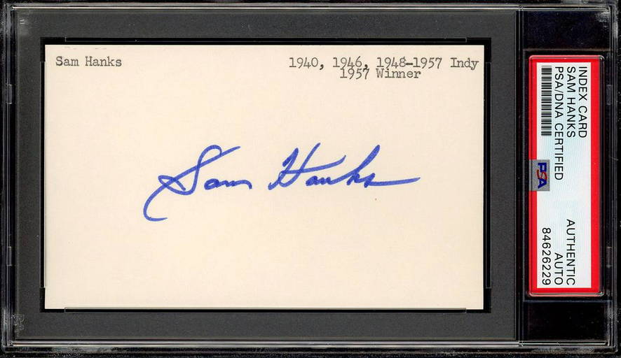 Sam Hanks - Indianapolis 500 Racecar Champion (d. 1994) - Autographed 3 ...