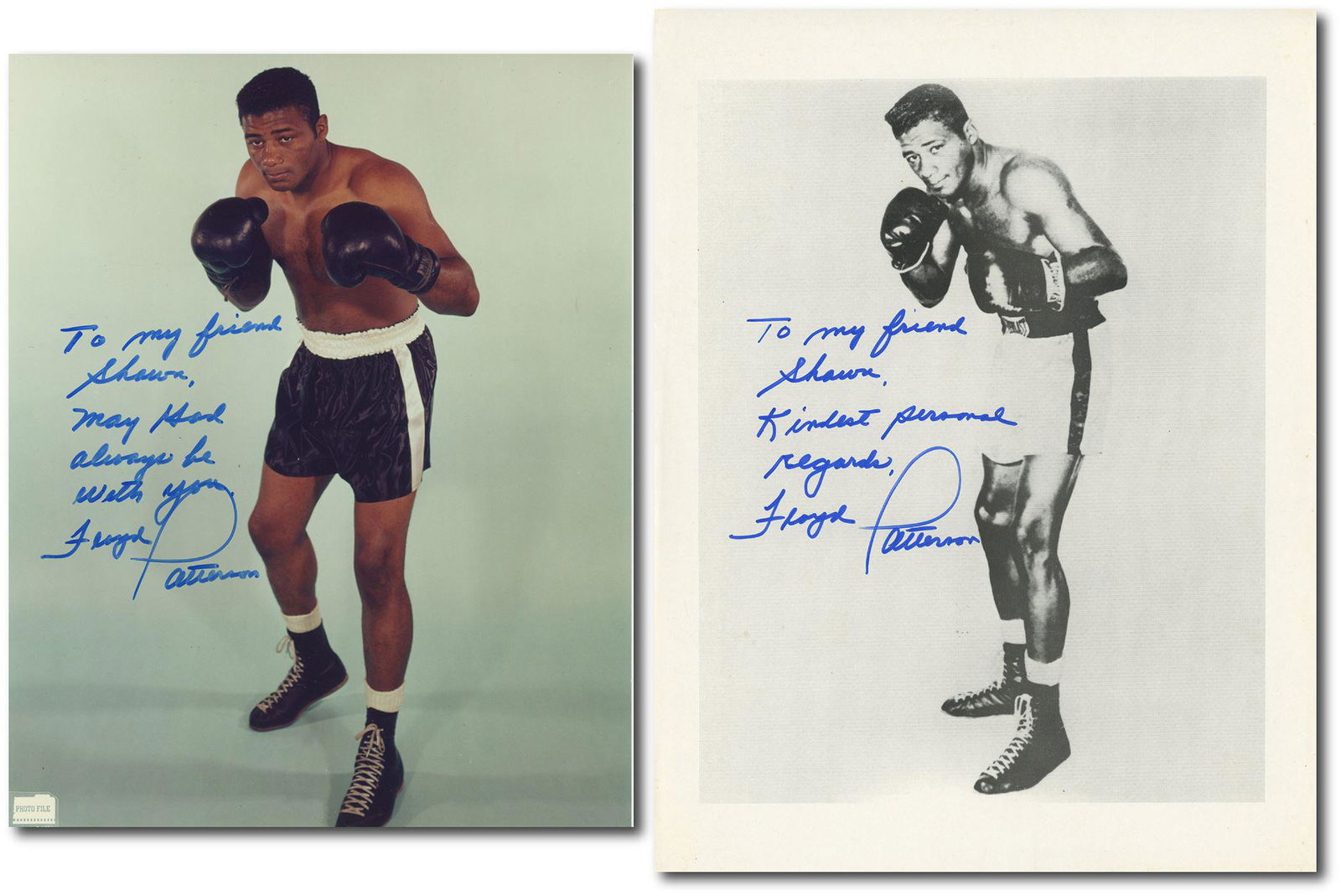 Floyd Patterson World Champion Boxer Collection Of 2 Autographed ...