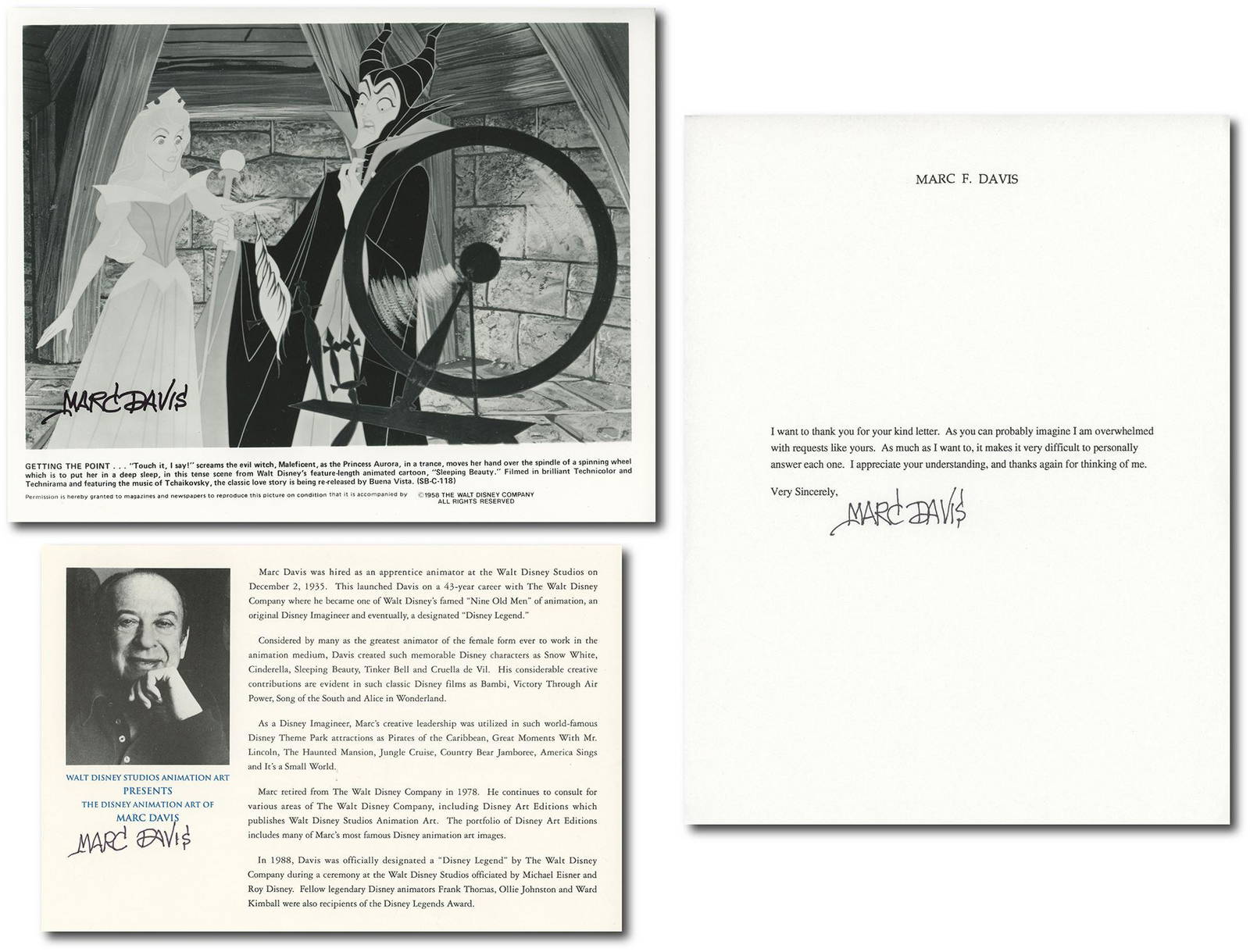 Marc Davis - Walt Disney Animator: "sleeping Beauty" - Autographed ...