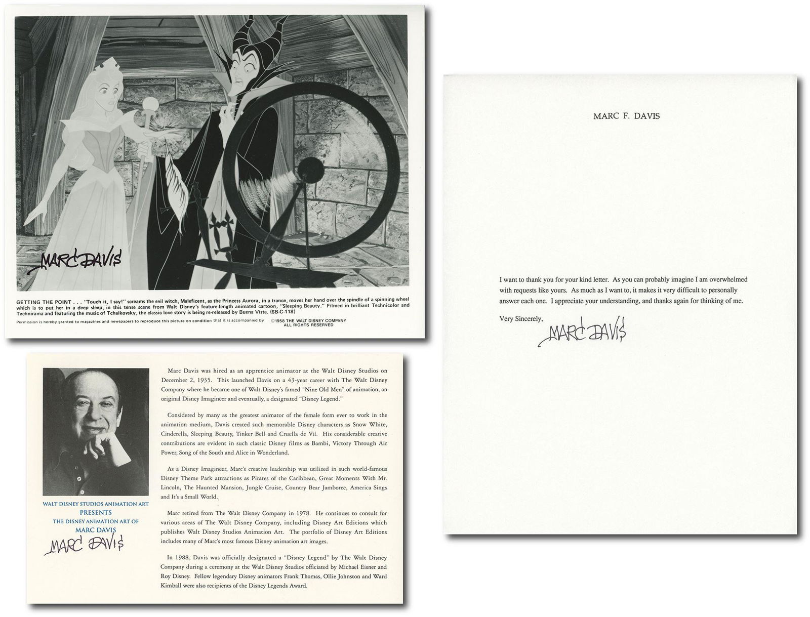 Marc Davis - Walt Disney Animator: "sleeping Beauty" - Autographed ...