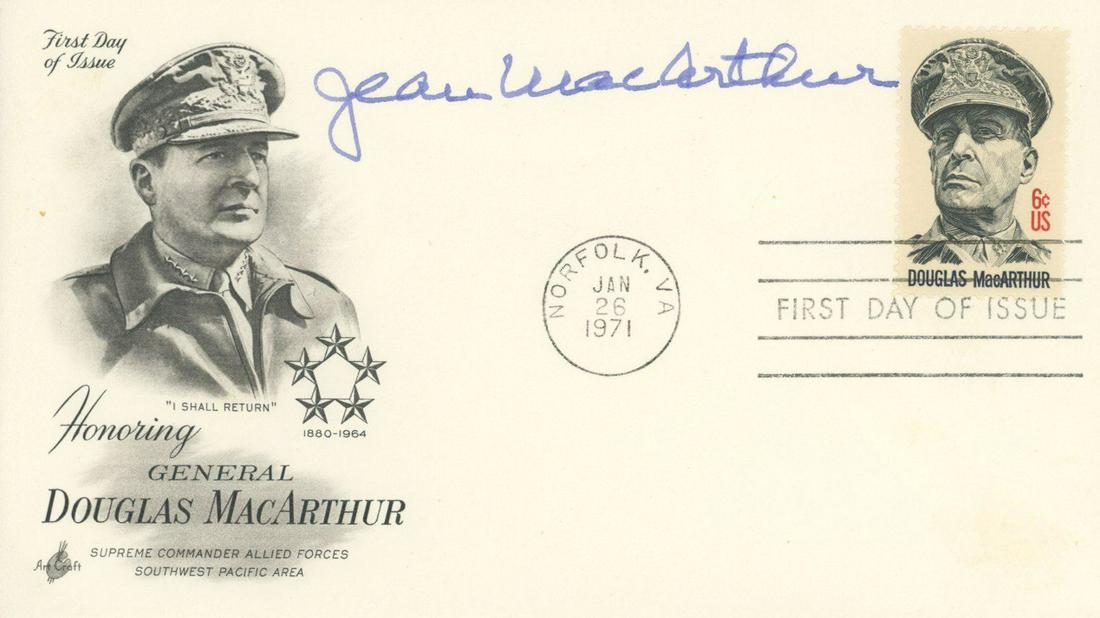 Jean Macarthur Wife Of U.s. Army General Douglas Macarthur Autographed ...
