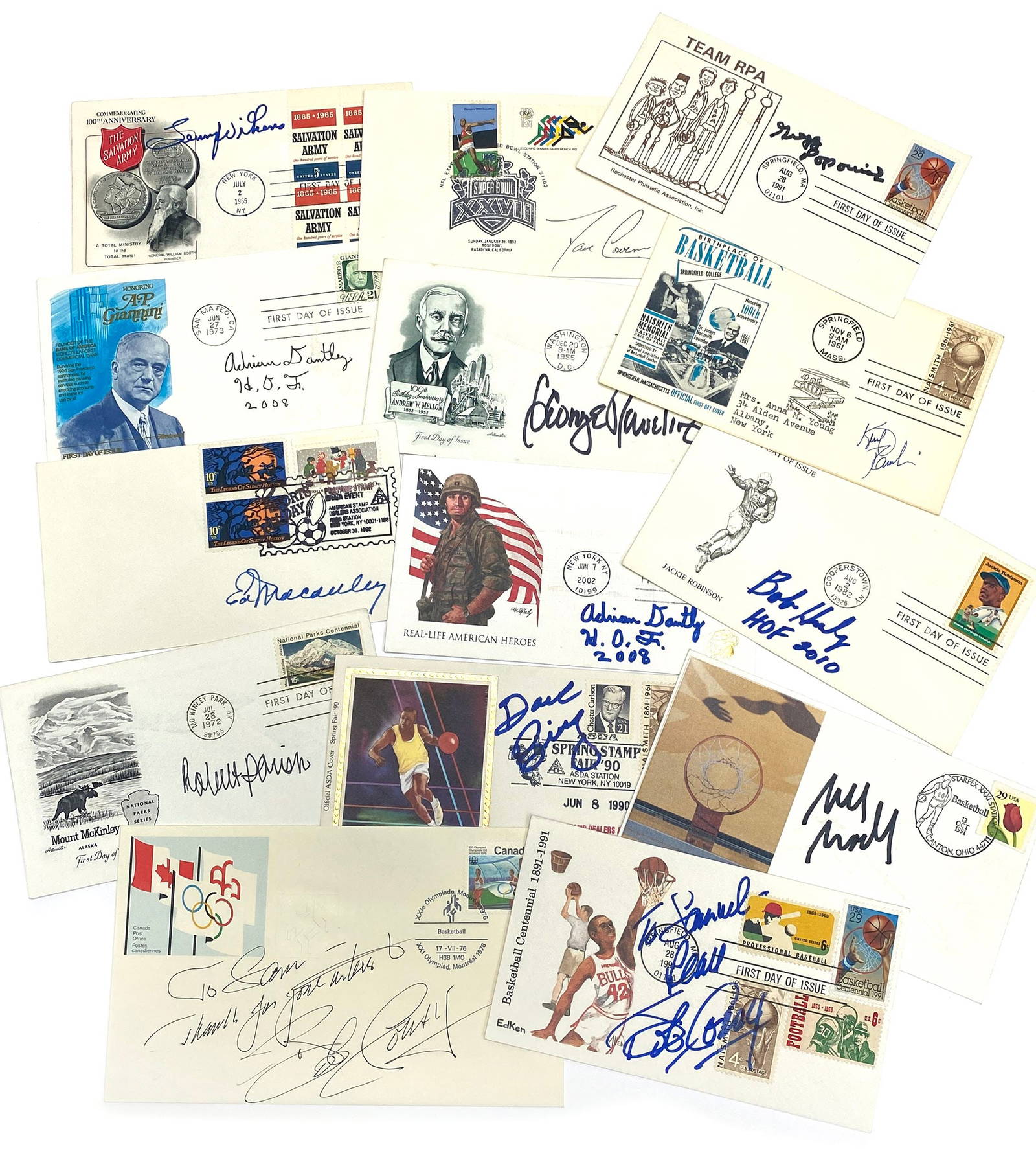 Basketball Greats Autograph Collection Of 14: Cousy, Bradley, Bing ...