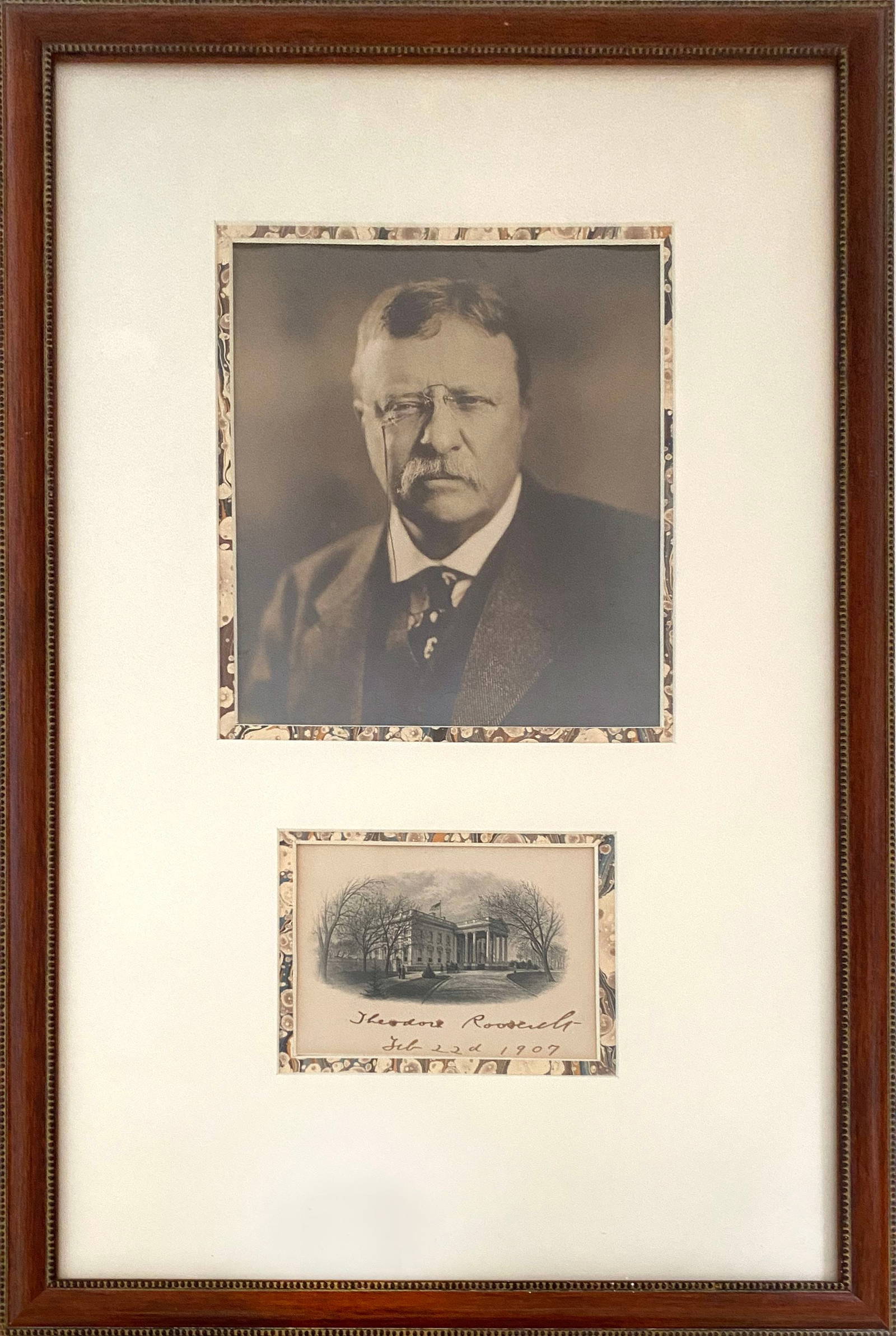 Theodore Roosevelt - Autographed White House Engraving - Professionally ...