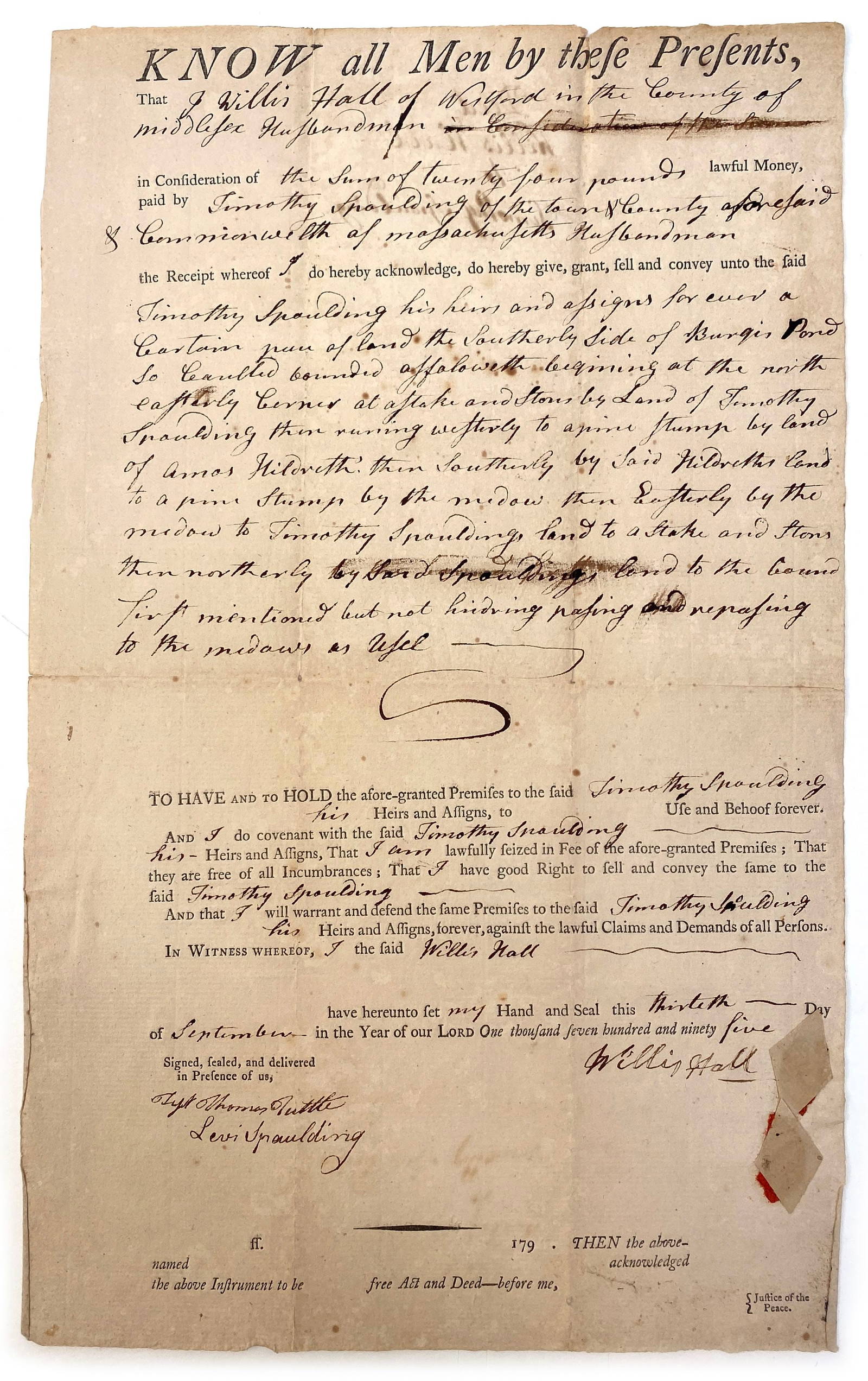 Solemn League & Covenant Signers - Willis Hall & Timothy Spaulding 1795 ...